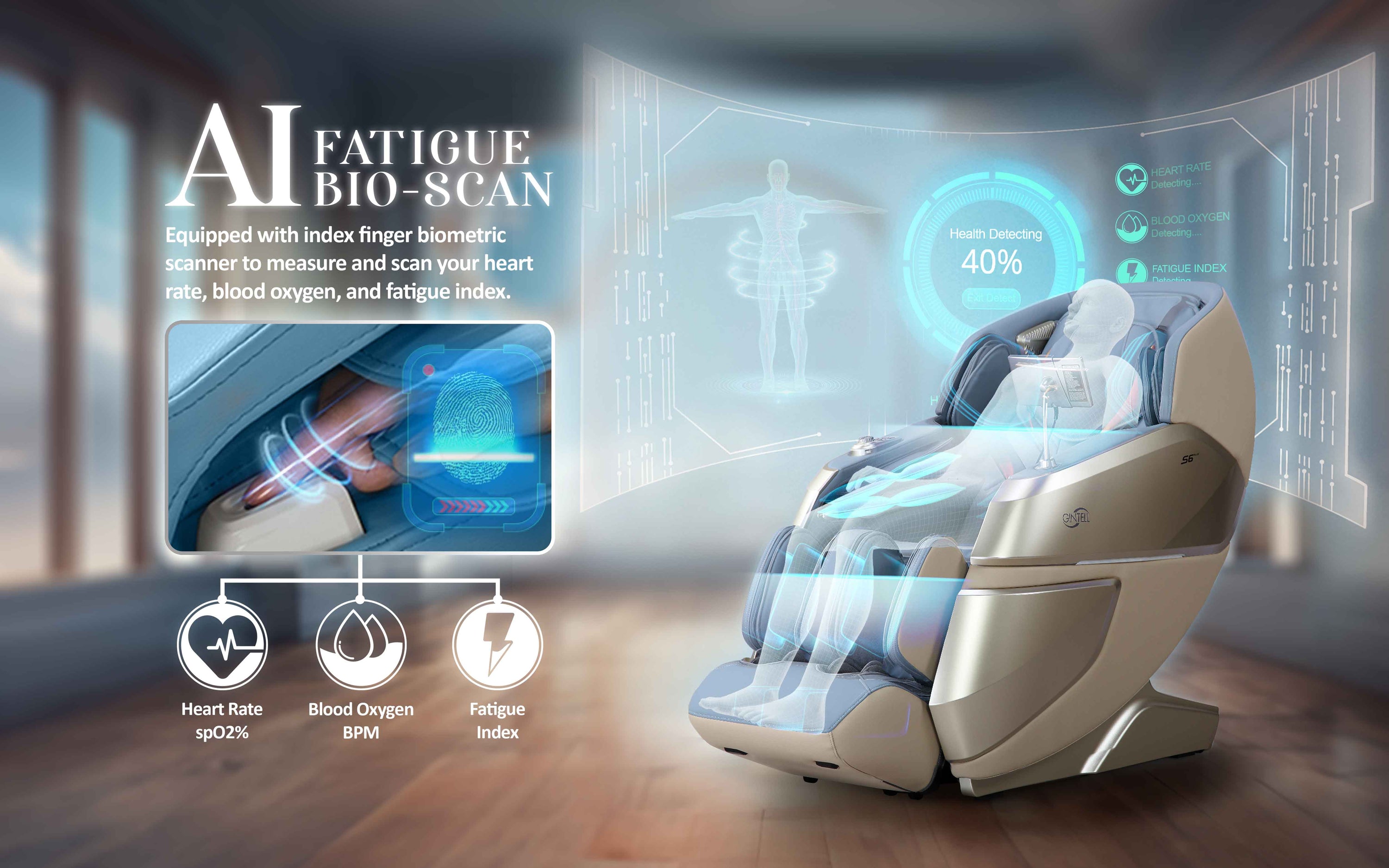 GINTELL S6 Plus | 8-Hands AI Wellness Chair with 8D Twin Rollers – GINTELL